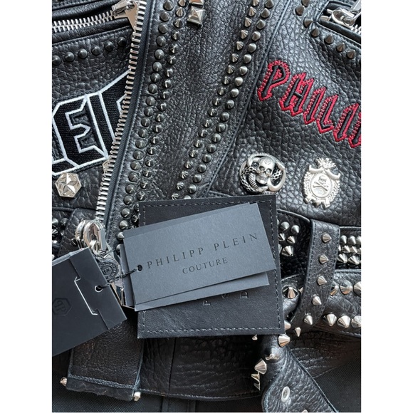 Philipp Plein | Jackets & Coats | Philipp Plein Spike Leather Biker ...